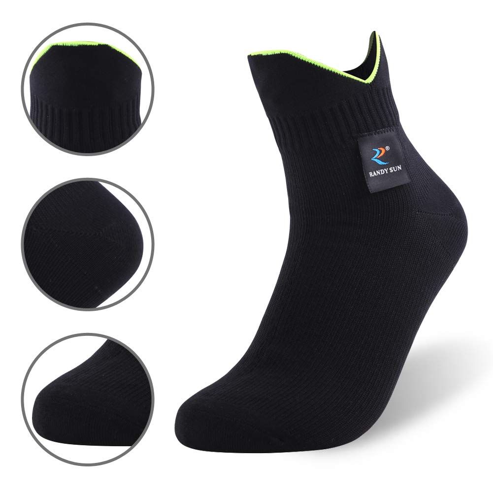 RANDY SUN Ankle Athletic Socks, Breathable Waterproof Basketball Running Golf Tennis Cycling Socks, 1 Pair-Black Small