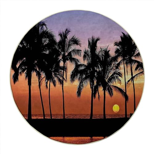Round Chair Mat for Carpet Hawaiian Premium Floor Protector Mat Lilac Dark Orange Black Desk Chair Mats for Home Office Floor Carpets 4 FT