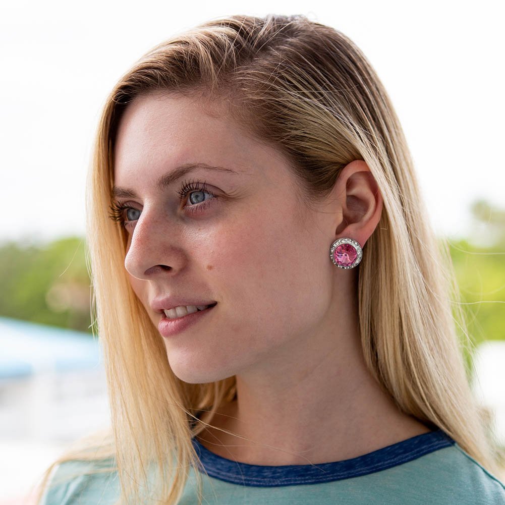 PammyJ Pink 20mm Crystal Framed Post Earrings