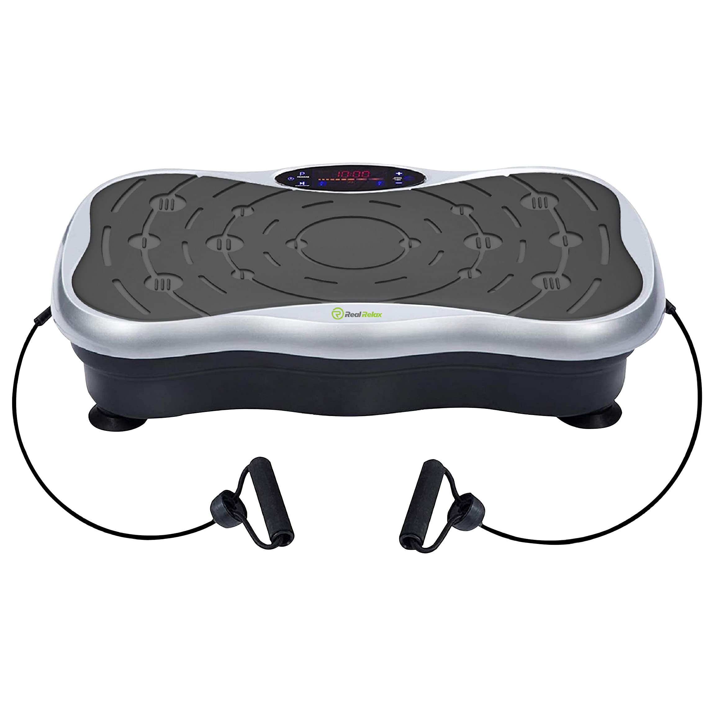 Real Relax Mini Vibration Plate Exercise Machine Full Whole Body Workout Home Massager and Fitness Platform Weight Loss & Toning, with Resistance Band,Remote Control and Support 330Ibs,Silver
