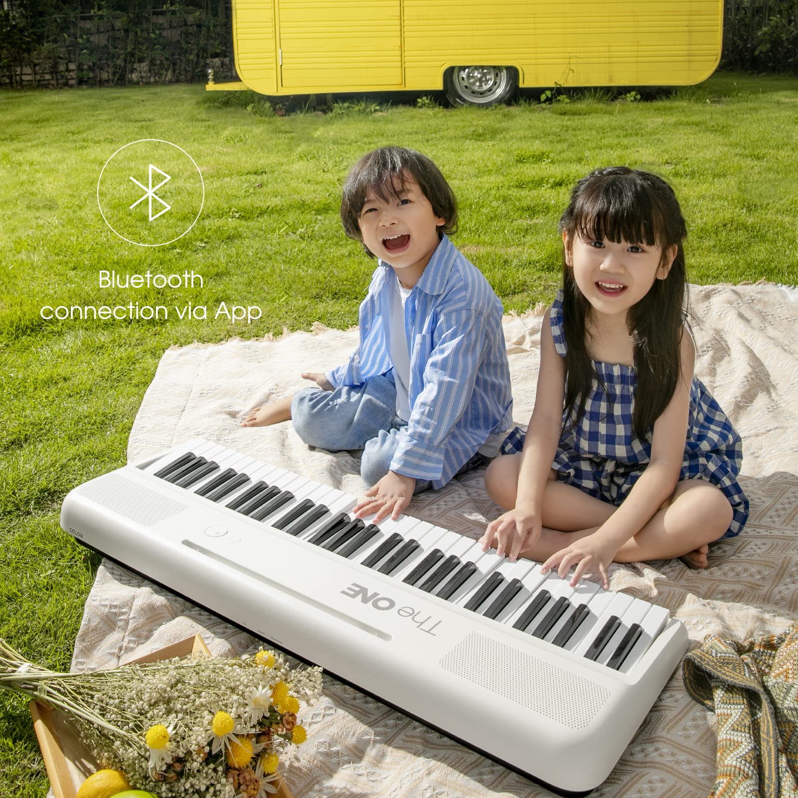 The ONE Smart Keyboard COLOR 61 Lighted Keys Piano Keyboard, Music Keyboard for Beginners with 256 Tones, 64 Polyphony, Built-in LED Lights and Free Apps (Blue)