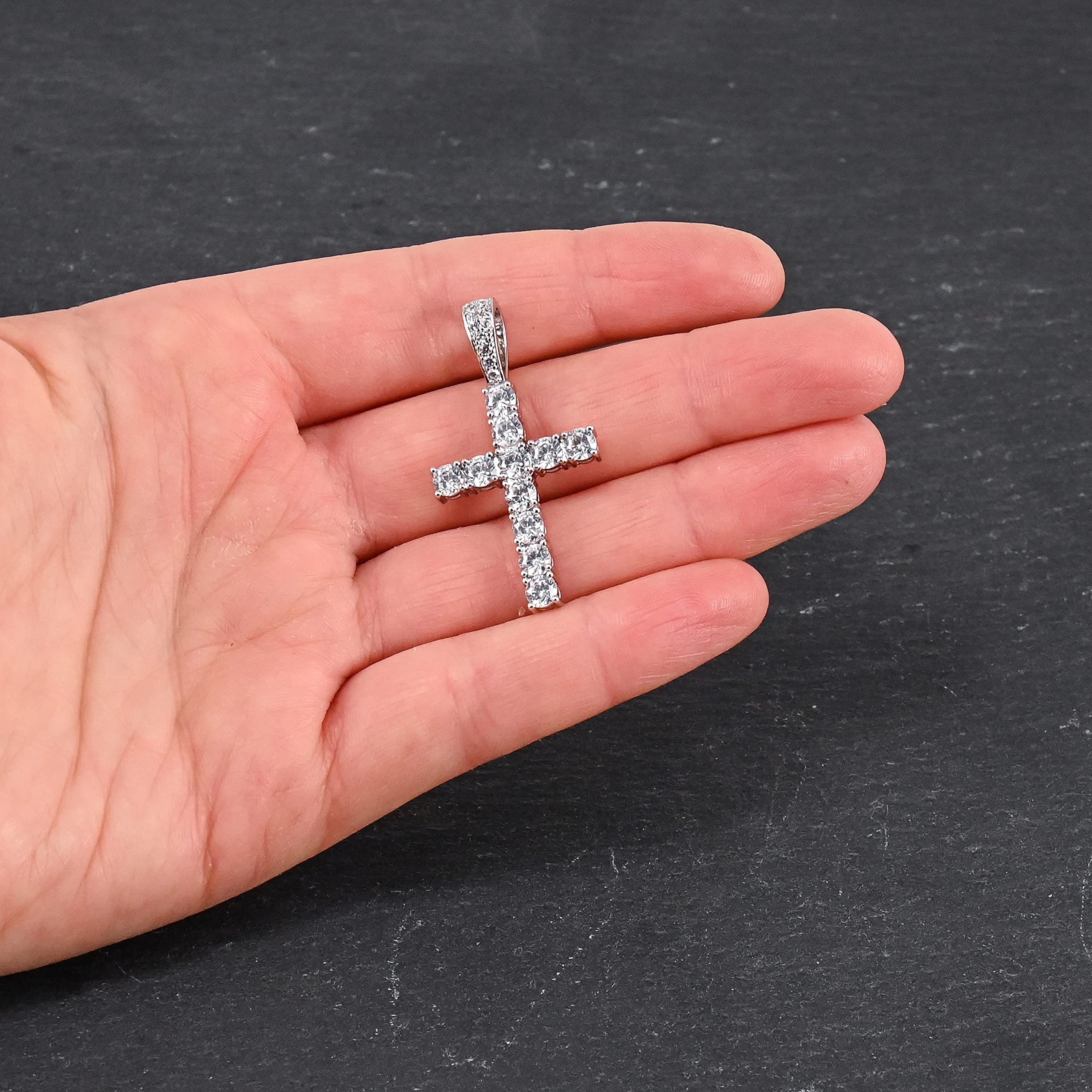 The GLD Shop Diamond Budded Cross Pendant - White Gold