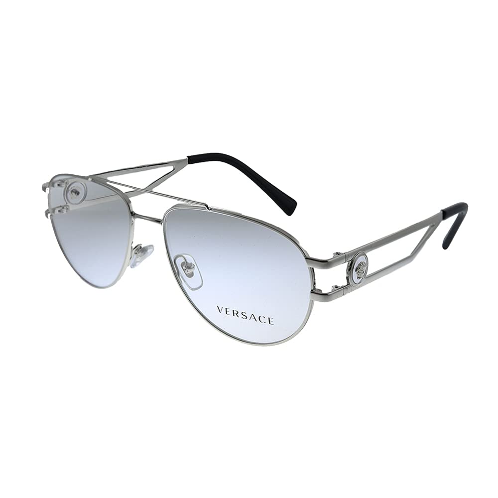 Versace VE 1269 1000 Silver Metal Aviator Eyeglasses 55mm