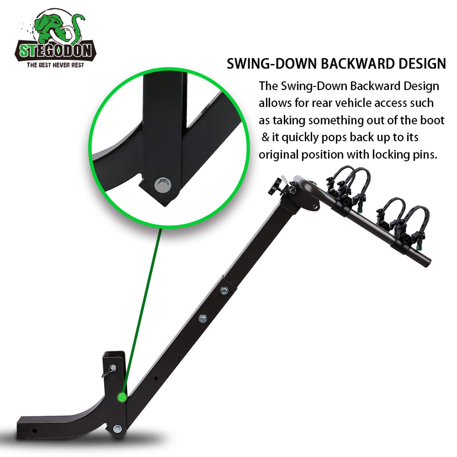 STEGODON 2 Bike Hitch Rack 2'' Hitch Receiver Heavy Duty Bicycle Carrier Racks Hitch Mount Double Foldable Rack for Cars, Trucks, SUV,Hatchback RV,Tow Hitch and Minivans