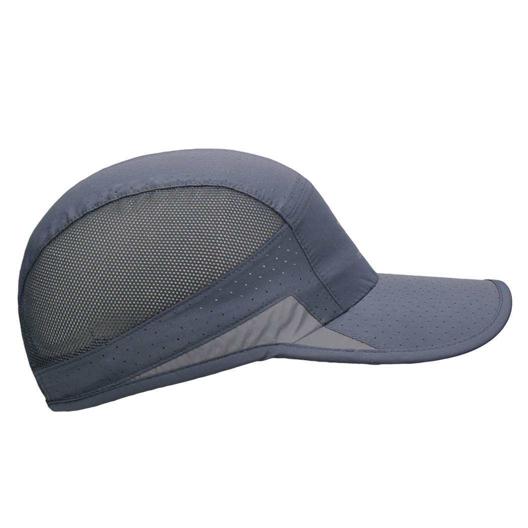 Reflective Running Cap Quick Drying Sports Hats Lightweight Breathable Unstructured Soft Baseball Cap Unisex (Dark Grey, Classic)