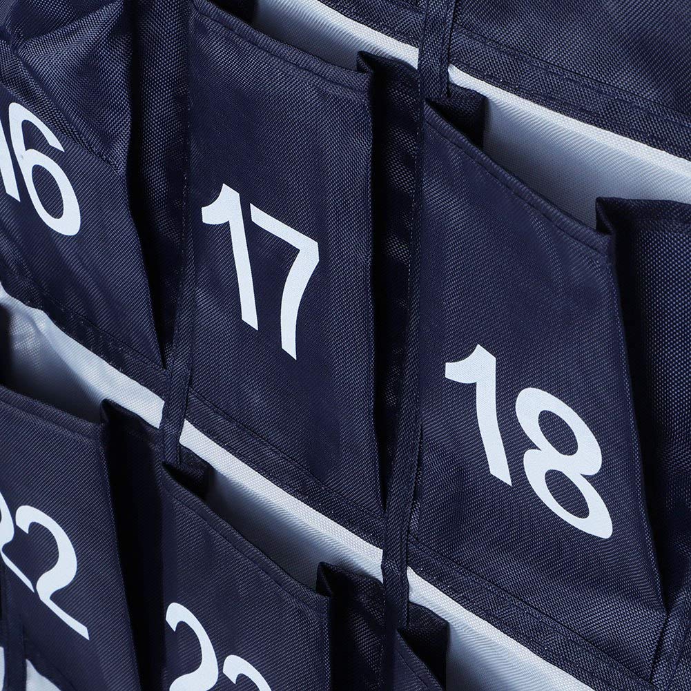 Tyenaza 30 Pockets Wall Hanging Storage Bag, Numbered Pockets Classroom Calculator Holder & Phone Pockets Chart Organizer Hanging Door (Navy Blue)