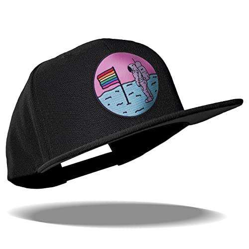 Snapback Hat for Men & Women, Embroidery Space Astronaut Patch, Flat Bill Baseball Cap (Black)