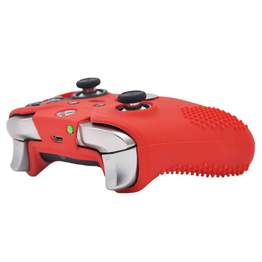 SKINOWN Silicone Skin Case Anti-Slip Protective Cover for Xbox One Elite Controller with 2 Thumb Grips(Red)