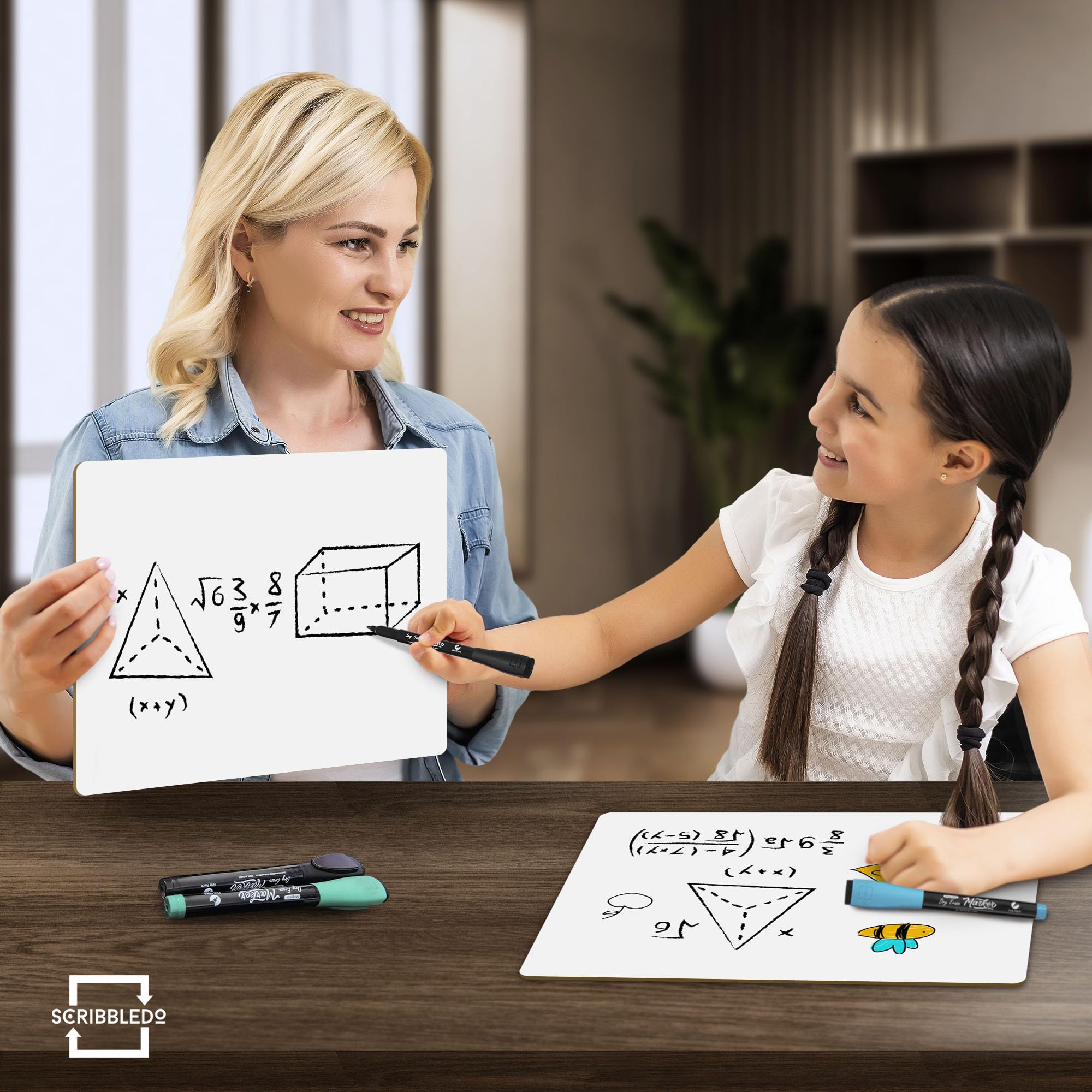 Scribbledo White Board Dry Erase Board 11"x14β Mini Double Sided Personal Whiteboard Board Dry Erase Lapboard Handheld Personal White Boards for Students Small Whiteboard Office Kitchen