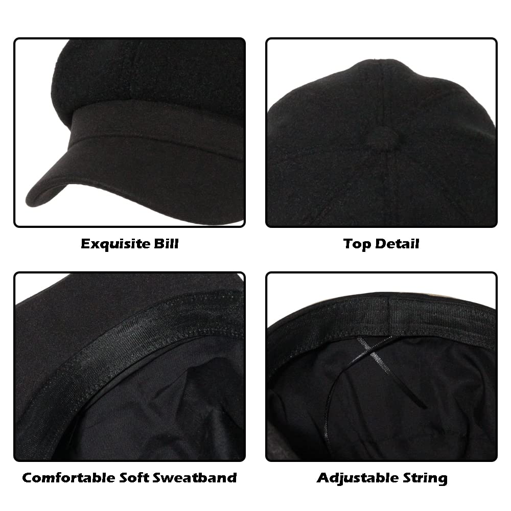 Women Wool Newsboy Hats Cabbie Hat Beret Paperboy Tweed Baker Boy Cap
