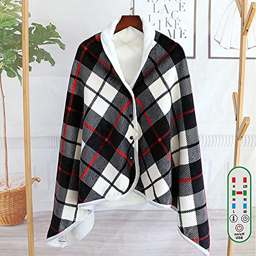 USB Heated Throw Blanket Shawl, Portable Heated Throw Electric Lap Blanket with 3 Heating Settings, Electric Heated Blanket and Throws Cordless Wrap Shawl for Women
