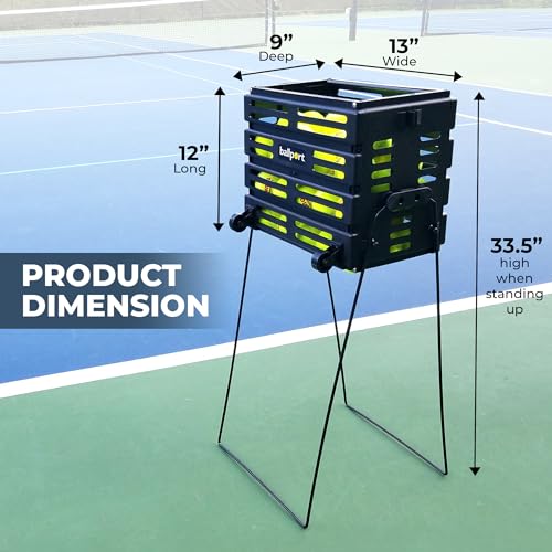 Tourna Ballport Deluxe Tennis Ball Hopper with Wheels - Black