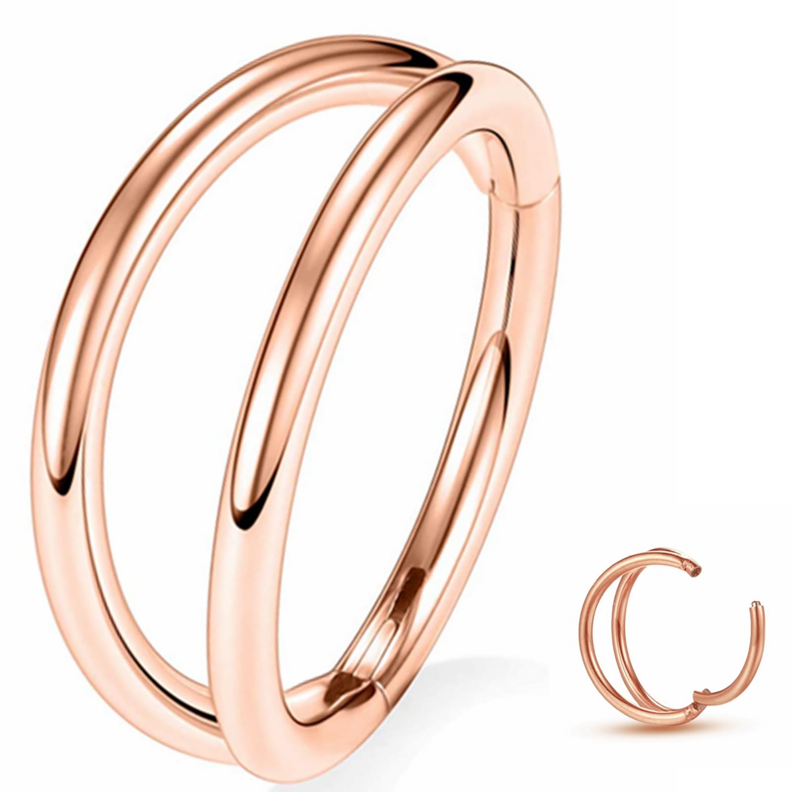 Yrogcu 16G 18G 20G 6mm7mm 8mm 10mm Stainless-Steel L-Shape Septum-Clicker Hinge Nose-Ring-Hoop-Studs:Lip Eyebow Segment Ring