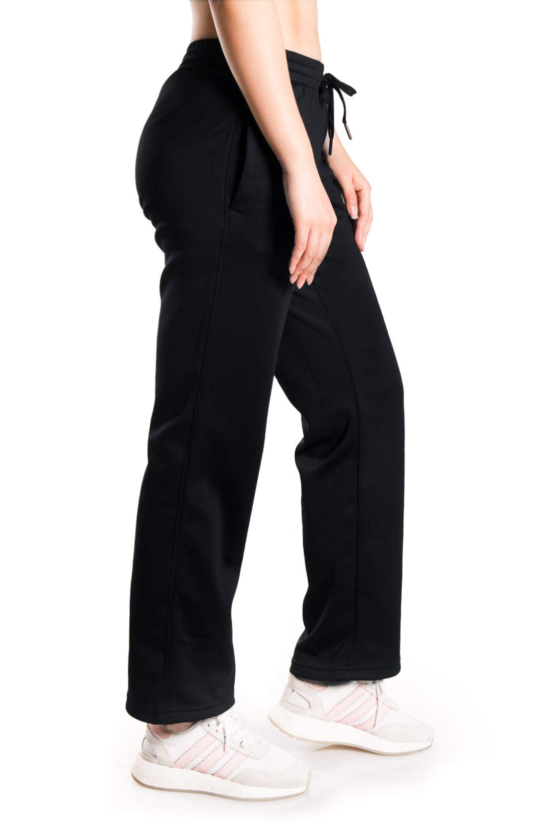 Yogipace Extra Tall Women's Water Resistant Thermal Fleece Pants Winter Lounge Running Sweatpants with Pockets,37",Black,M
