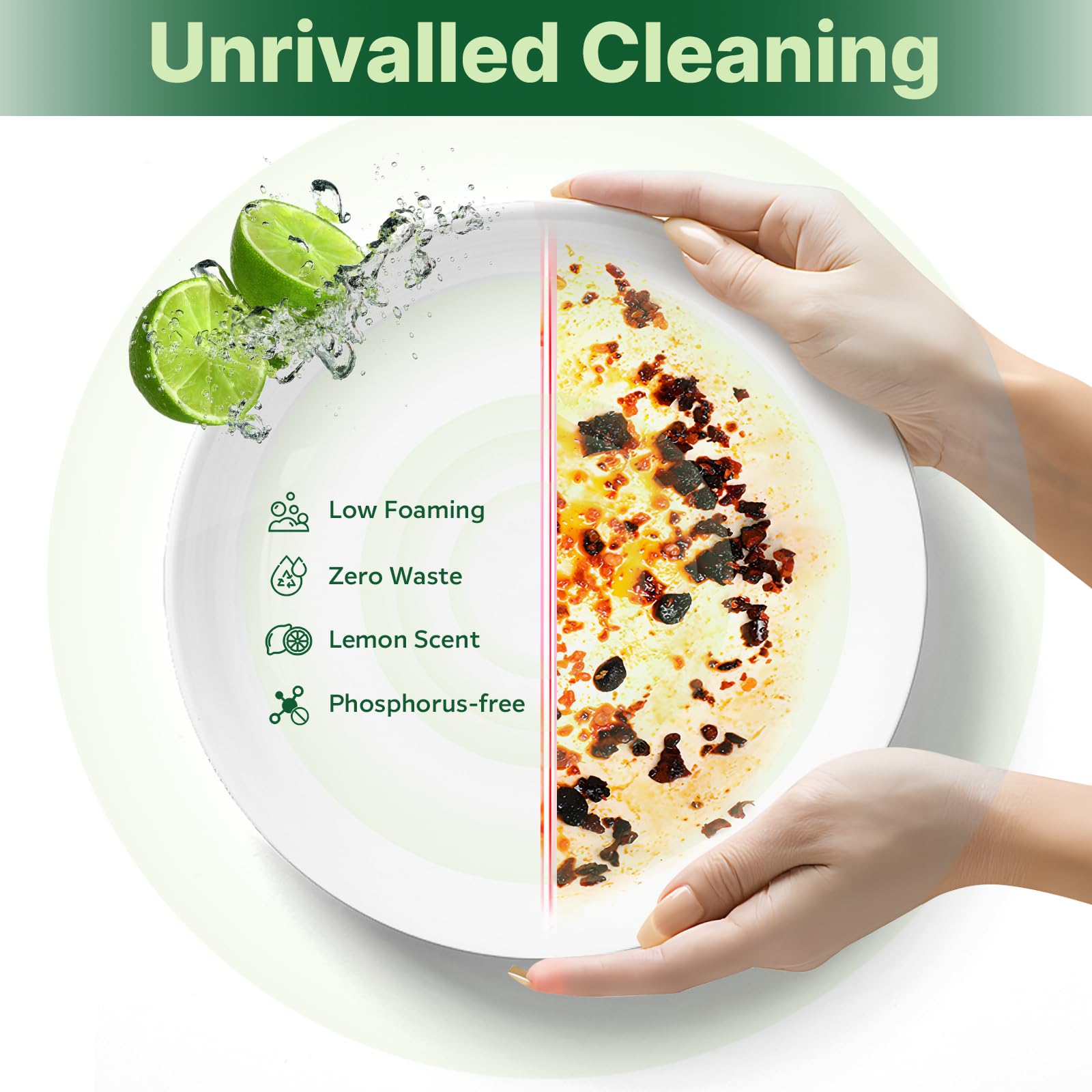 Poesie Upgraded Dishwasher Detergent Powder Lemon Scent 50 Loads, 1.1lbs, Ultra Concentrated, Zero Waste, Easy to Use, Sparkling Clean Dishes Every Time