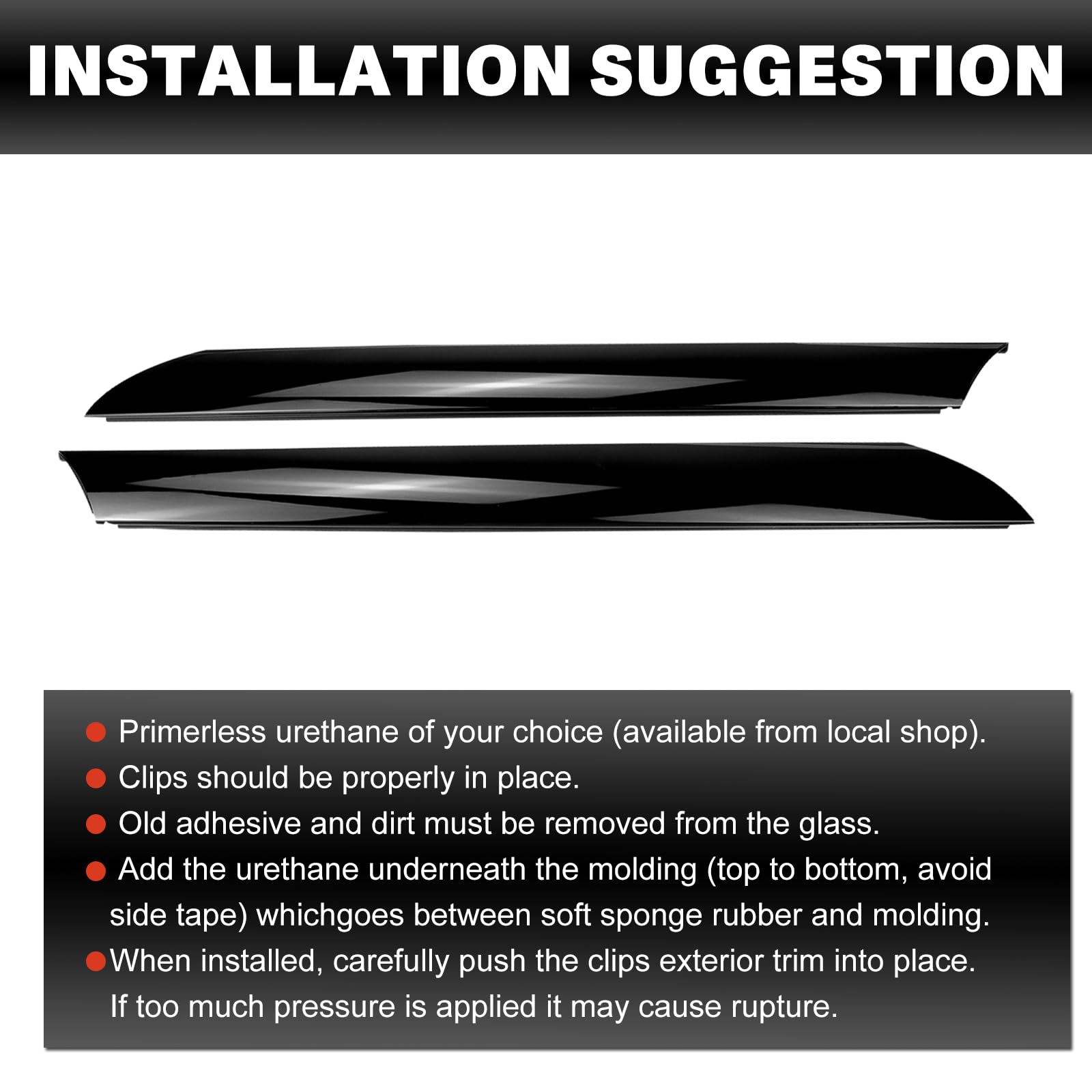 USTAR Black Left Right Pair Windshield Pillar Trim Panel Molding Fit for Kia Soul 2010-2013 861802K500 861702K500