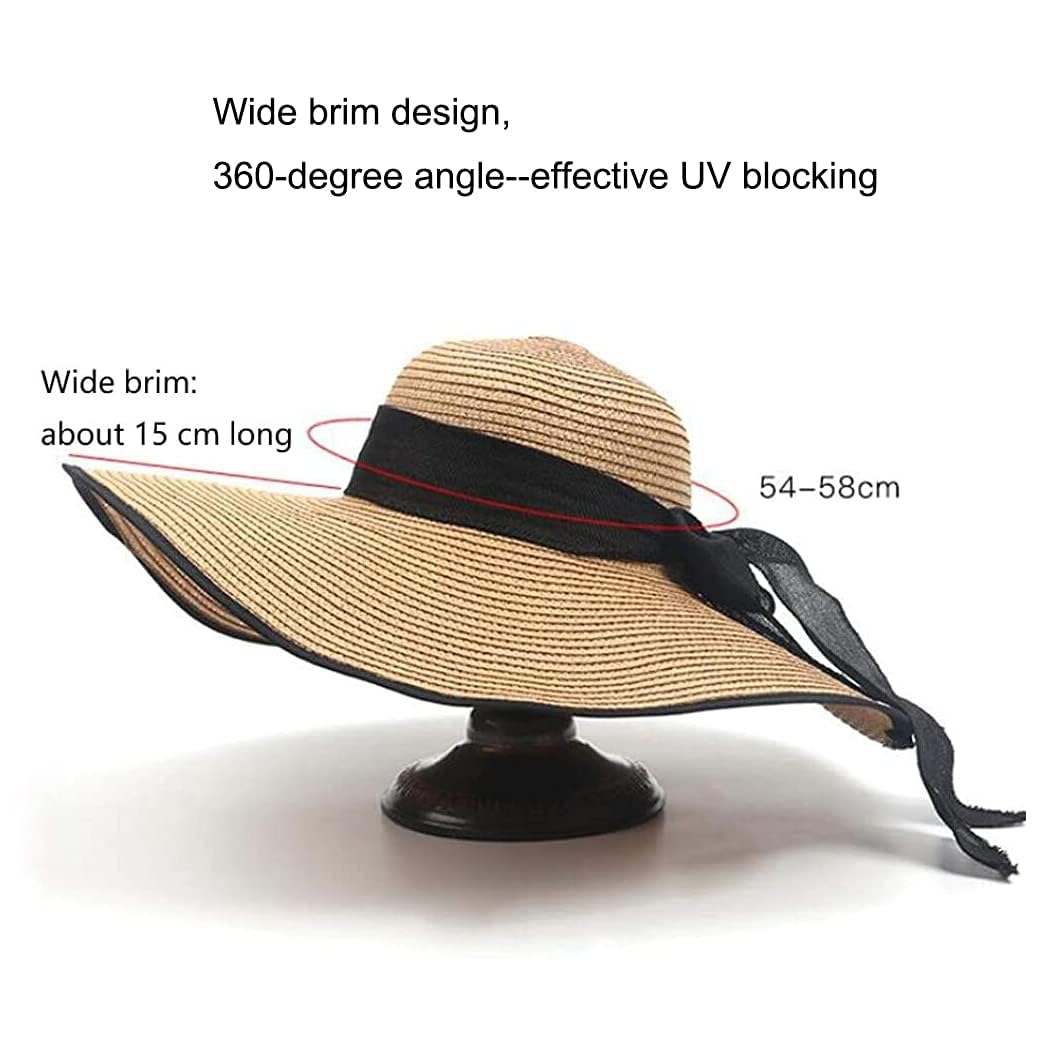 Women Summer Foldable Sun Straw Hat UPF 50+ Beach Hat