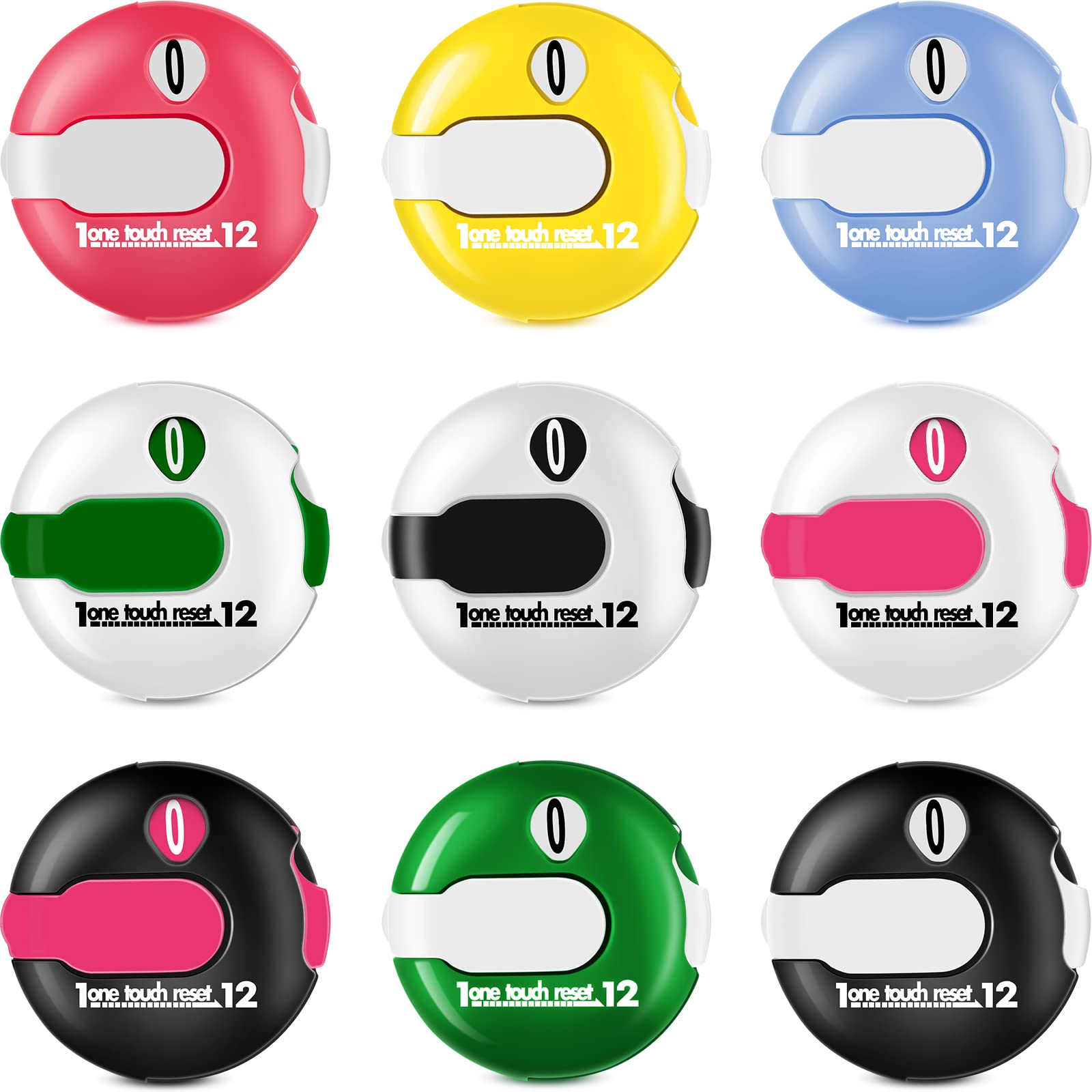 Trnayi 9 Pcs Golf Score Counter Golf Counter Clicker Golf Accessories for Women Men Scoring Keeper with Touch Reset and Clip Attachment to Scorekeeper Glove, 1.2 in (Fresh Colors)