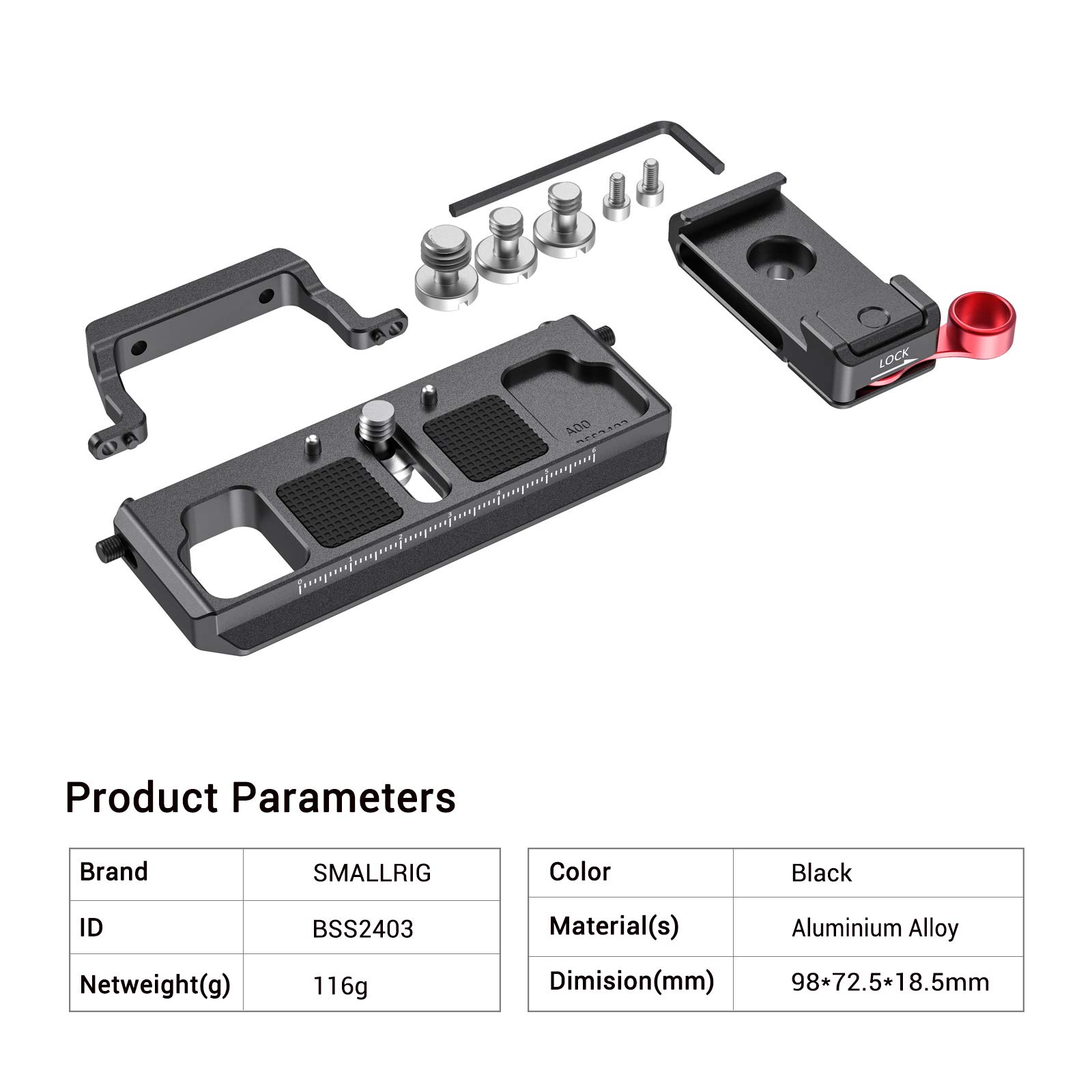 SMALLRIG Offset Plate Kit for BMPCC 4K and 6K, for DJI Ronin S & for Zhiyun Crane 2 & for Moza Air 2 - BSS2403