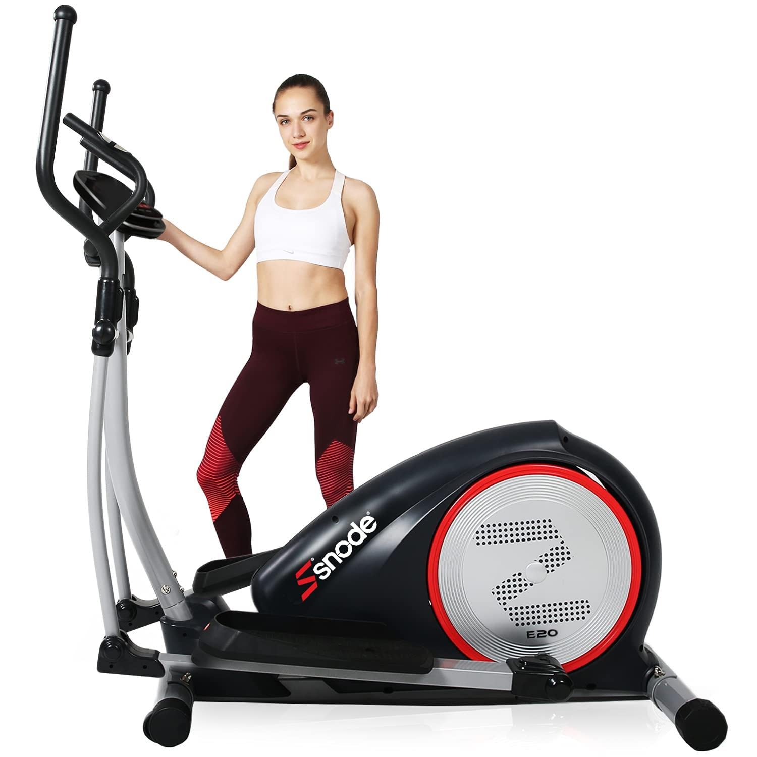 SNODE E20I Programmed Elliptical Exercise Machine, Eliptical Machine with 16 Resistance Levels Magnetic System, 300 lbs Weight Limit (E20I)