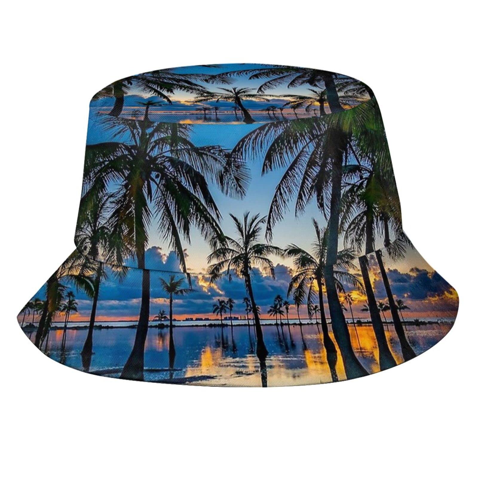 Tropical Hawaiian Beach Bucket Hats Fashion Hawaii Sun Cap Packable Outdoor Fisherman Hat for Women and Men