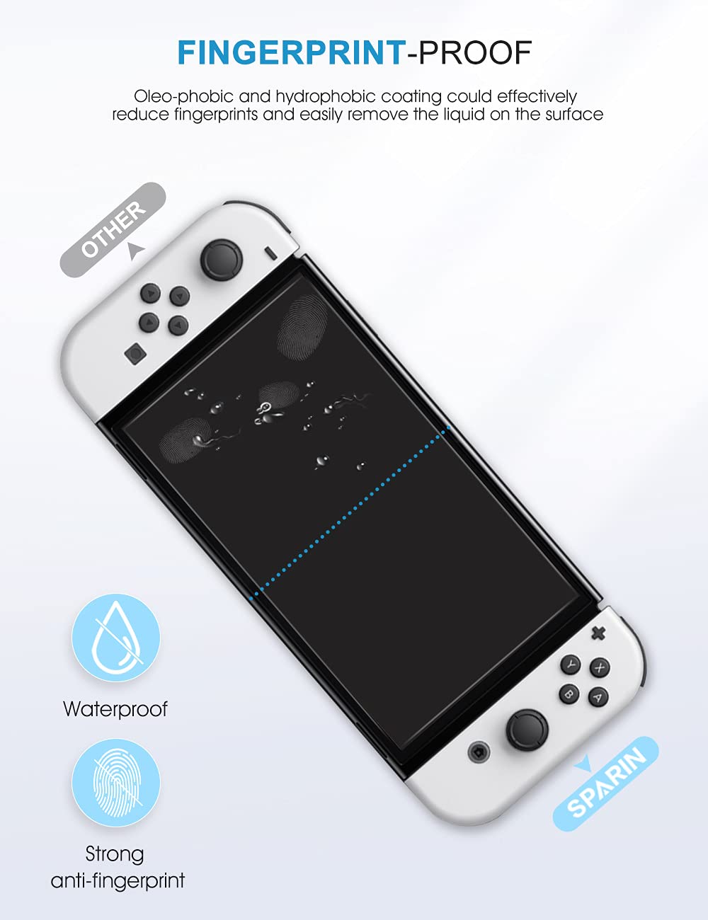 SPARIN 2 Pack Tempered Glass Screen Protector Compatible with Nintendo Switch OLED Model 2021, High Response and Anti-Scratch