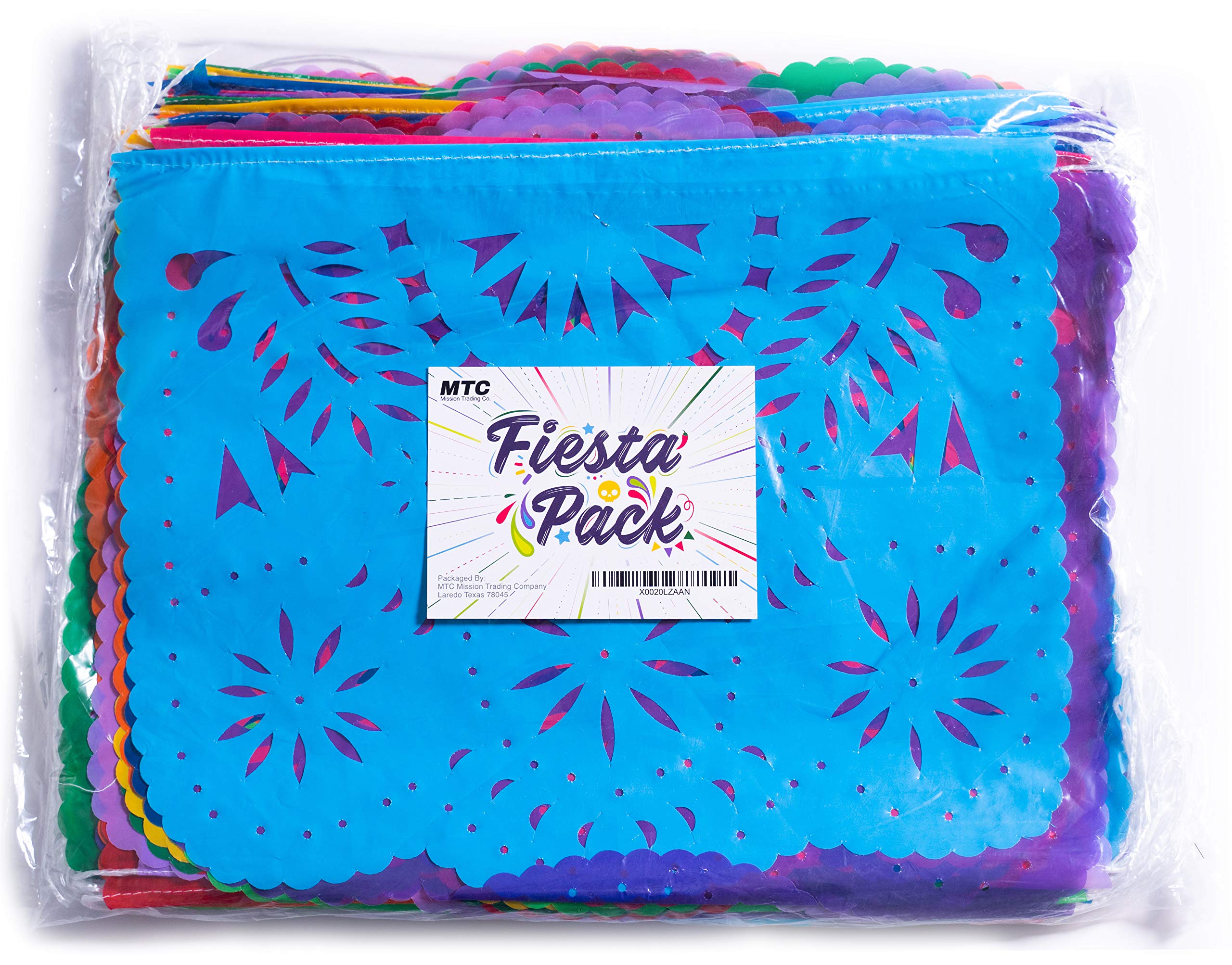 RICO RICO - Plastic Papel Picado 1 Pack, Ideal for a Mexican Fiesta, Cinco de Mayo, Mexican Themed Party and Fiesta Party Decorations,16 Feet Long - 10 Unique Designs.