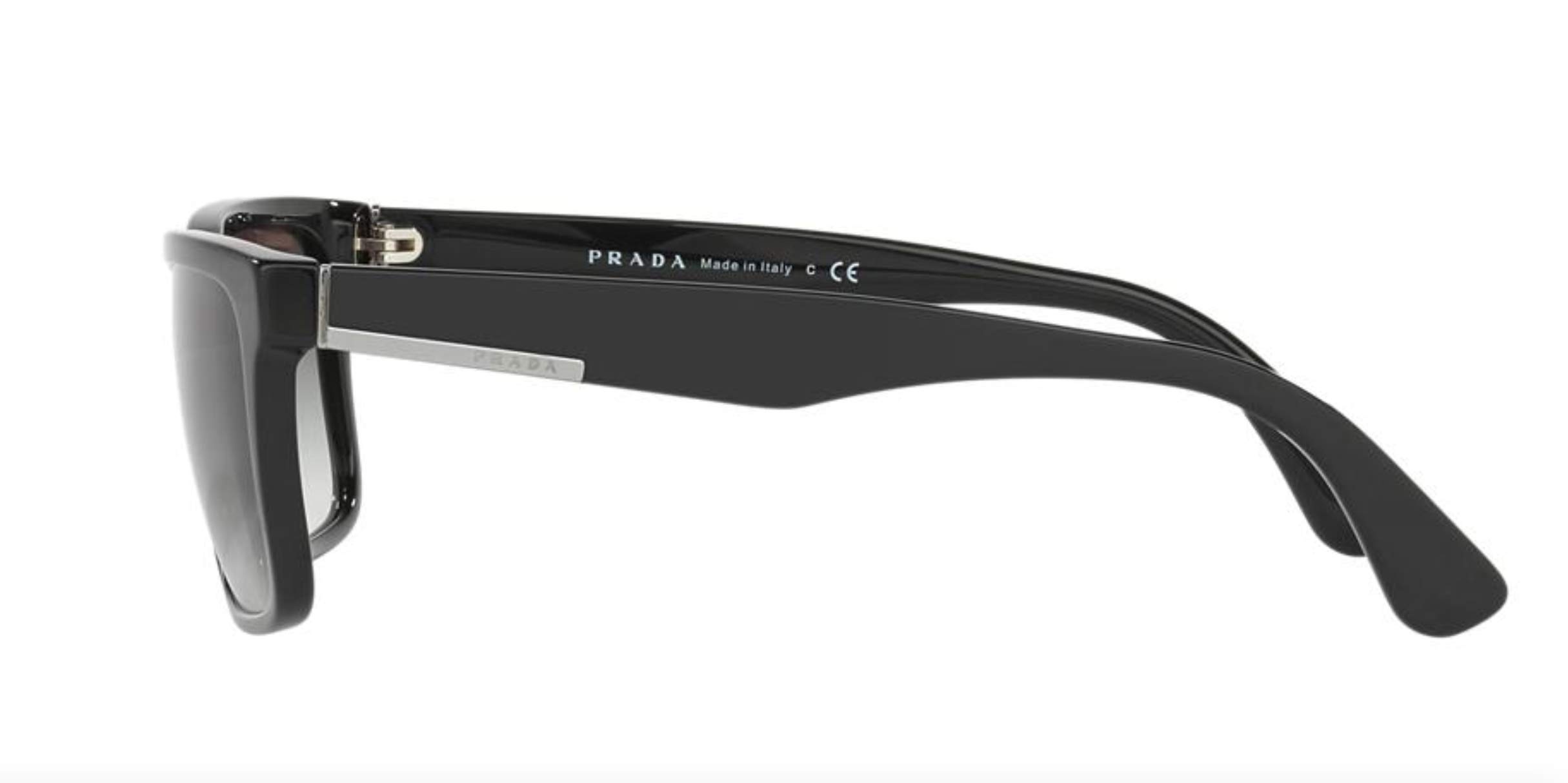 Prada Conceptual PR 19SS 1AB0A7 Black Plastic Square Sunglasses Grey Gradient Lens