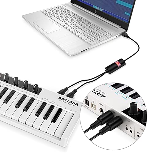 TNP Midi to USB Cable Interface Converter - IN OUT Midi Cable Host Adapter Plug Controller Wire Cord For Keyboard Synthesizer Device to Mac Pc Computer Laptop iPad iPhone Music Studio (Black 6 FT)