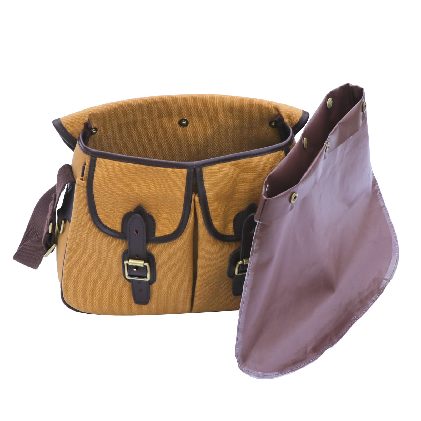 Tourbn TOURBON Retro Fly Fishing Tackle Bag Case Canvas & Leather Carryall Game Reel Storage, Brown