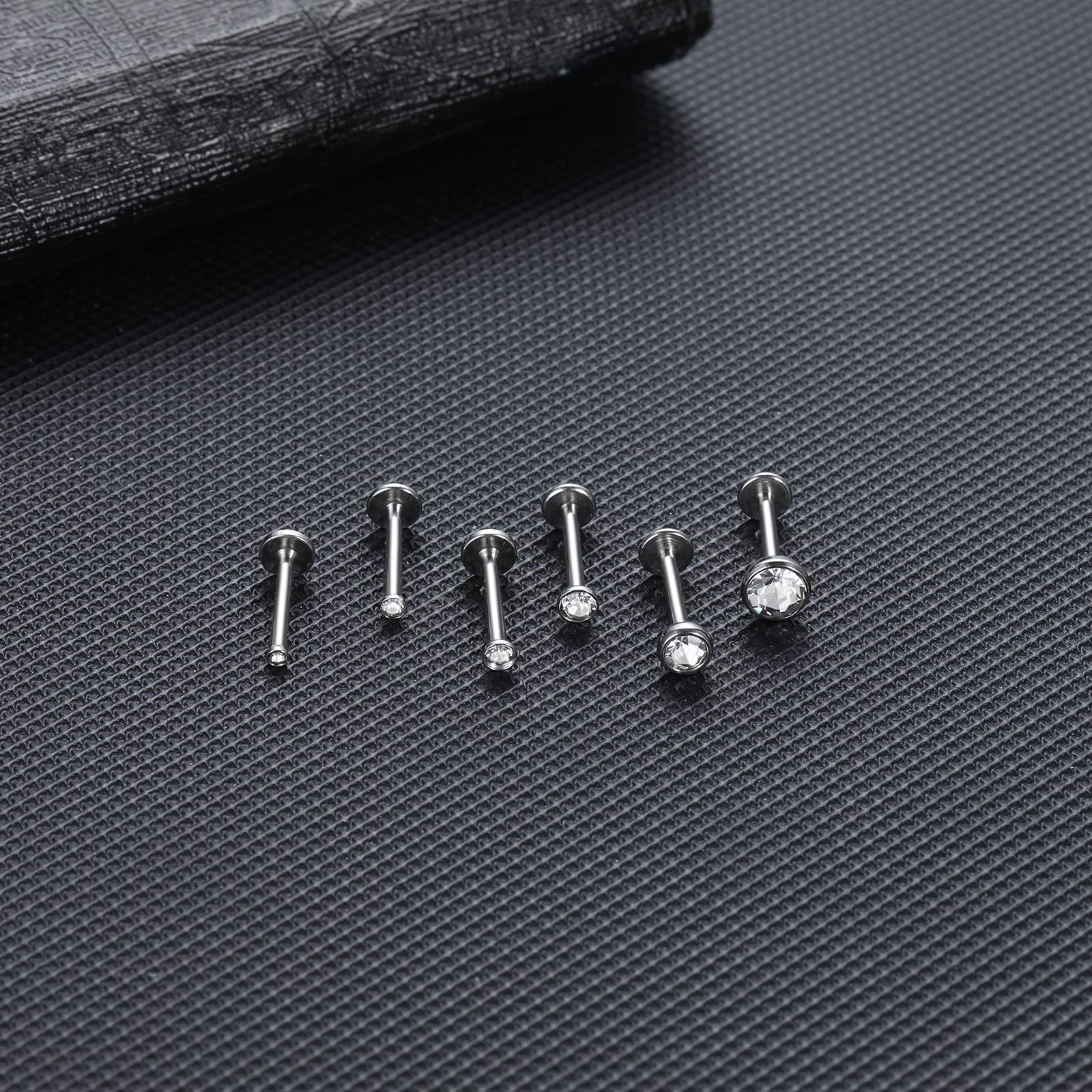 Xpircn 16G Labret Monroe Lip Rings Stainless Steel CZ Crystal Lip Ring Studs Ear Tragus Helix Cartilage Conch Piercing 6mm 8mm 10mm (Crystal Top 1.2 * 10)