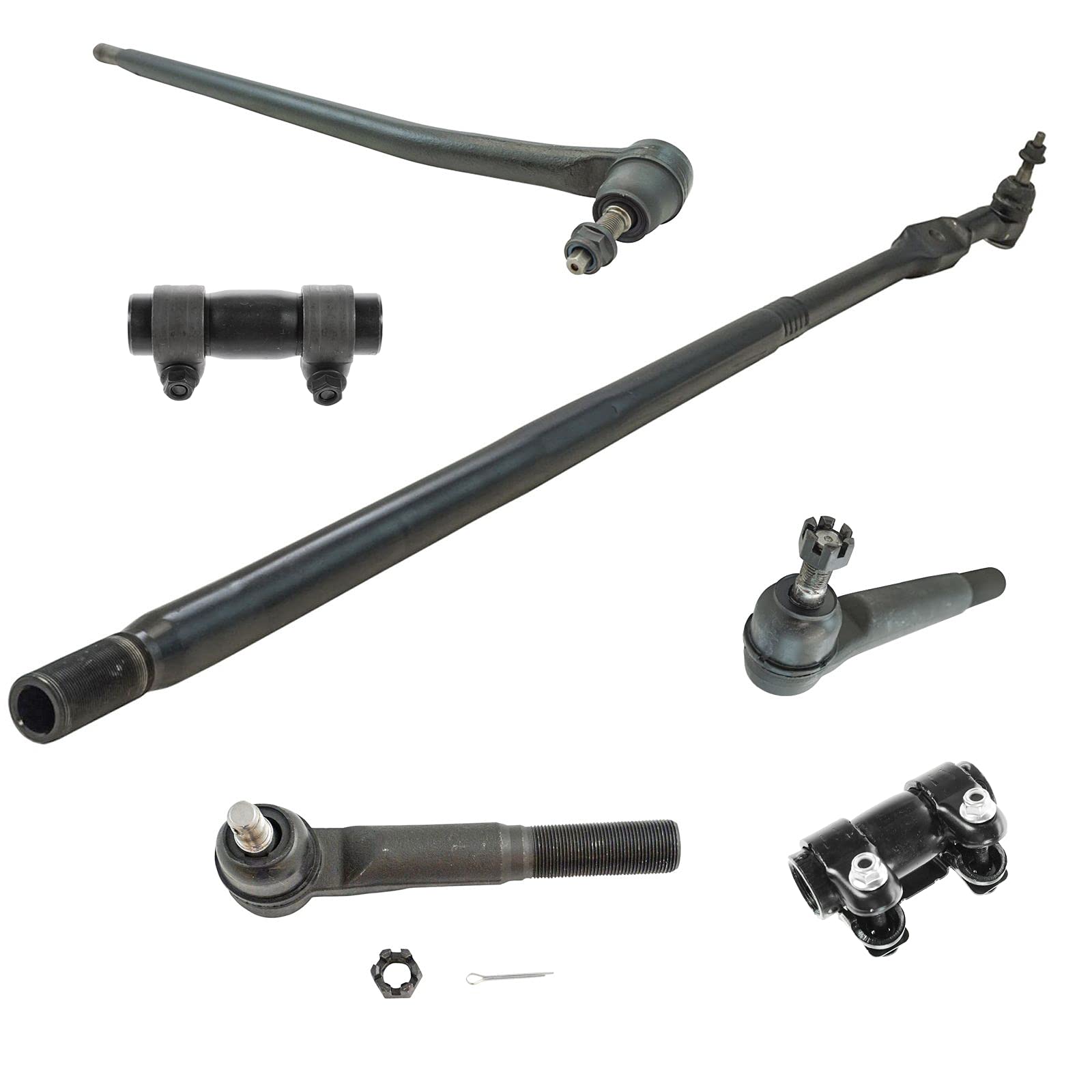 TRQ Front Inner Outer Tie Rod End Drag Link Adjusters Steering Kit Set 6pc 4WD Compatible with 2006-2008 Dodge Ram 1500 2003-2010 Ram 2500 Ram 3500 2011-2013 Ram 2500 3500