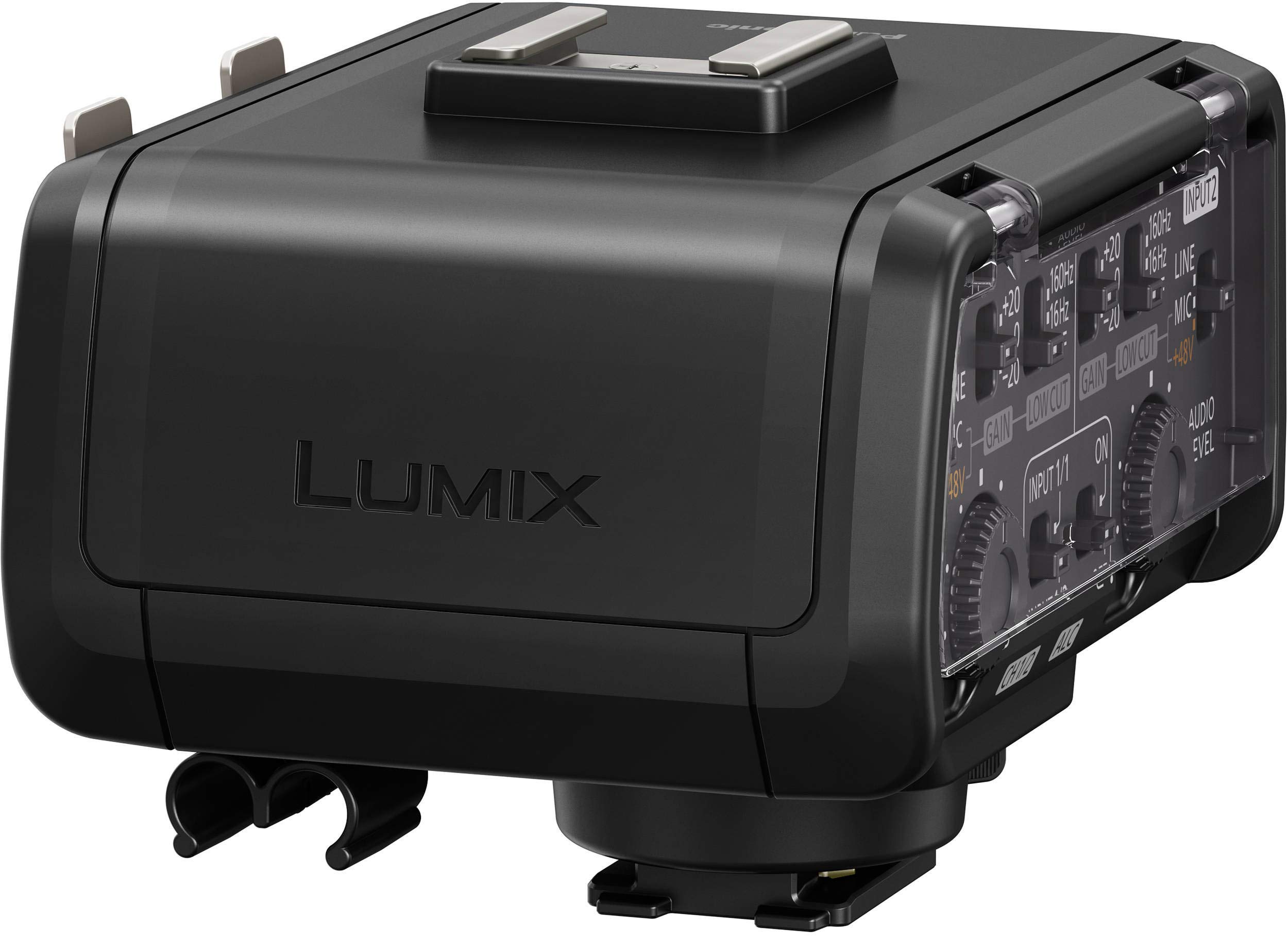 Panasonic Professional XLR Audio Video Microphone Adaptor with 2 XLR Terminals ā Accessory Compatible with LUMIX GH5, GH5S, S1 and S1R Mirrorless Digital Cameras - DMW-XLR1, Black