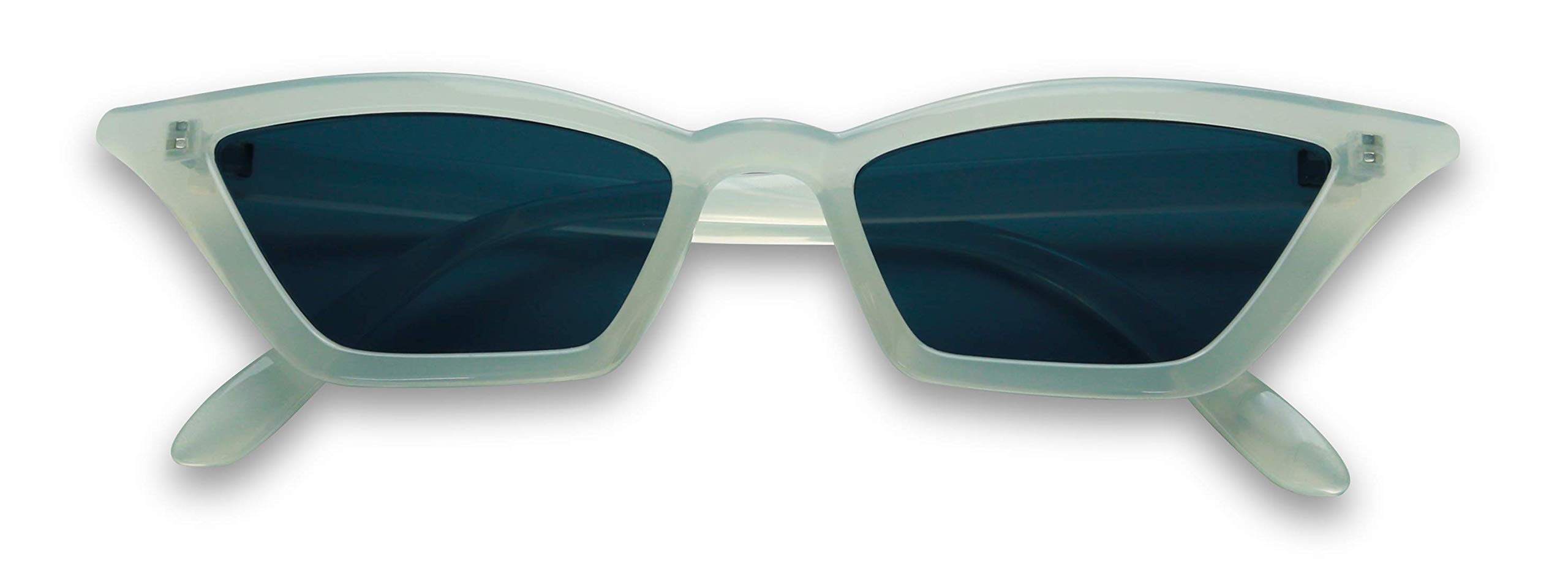 ShadyVEU Small Cateye Sunglasses Retro UV Protection Mini Vintage Narrow Wide Pointy Mod Chic (Black Frame/Black Lens)