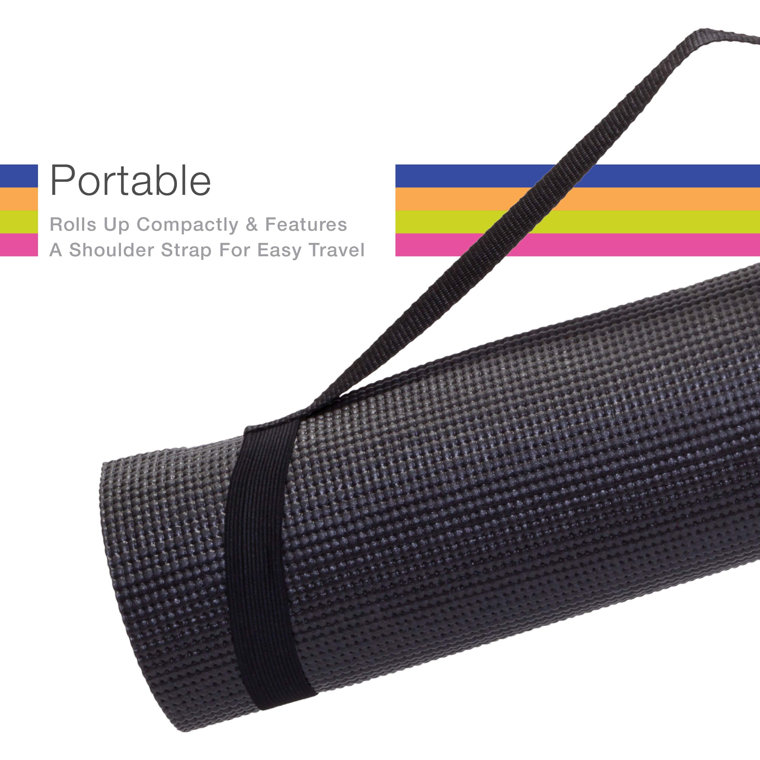 SIT TWISTER Yoga Mat - Lightweight Non-Slip Exercise Mat for Yoga, Pilates, and Stretching - Made with All-Natural Hygenic Bamboo Charcaol Powder - Includes Carrying Strap (70" x 24")