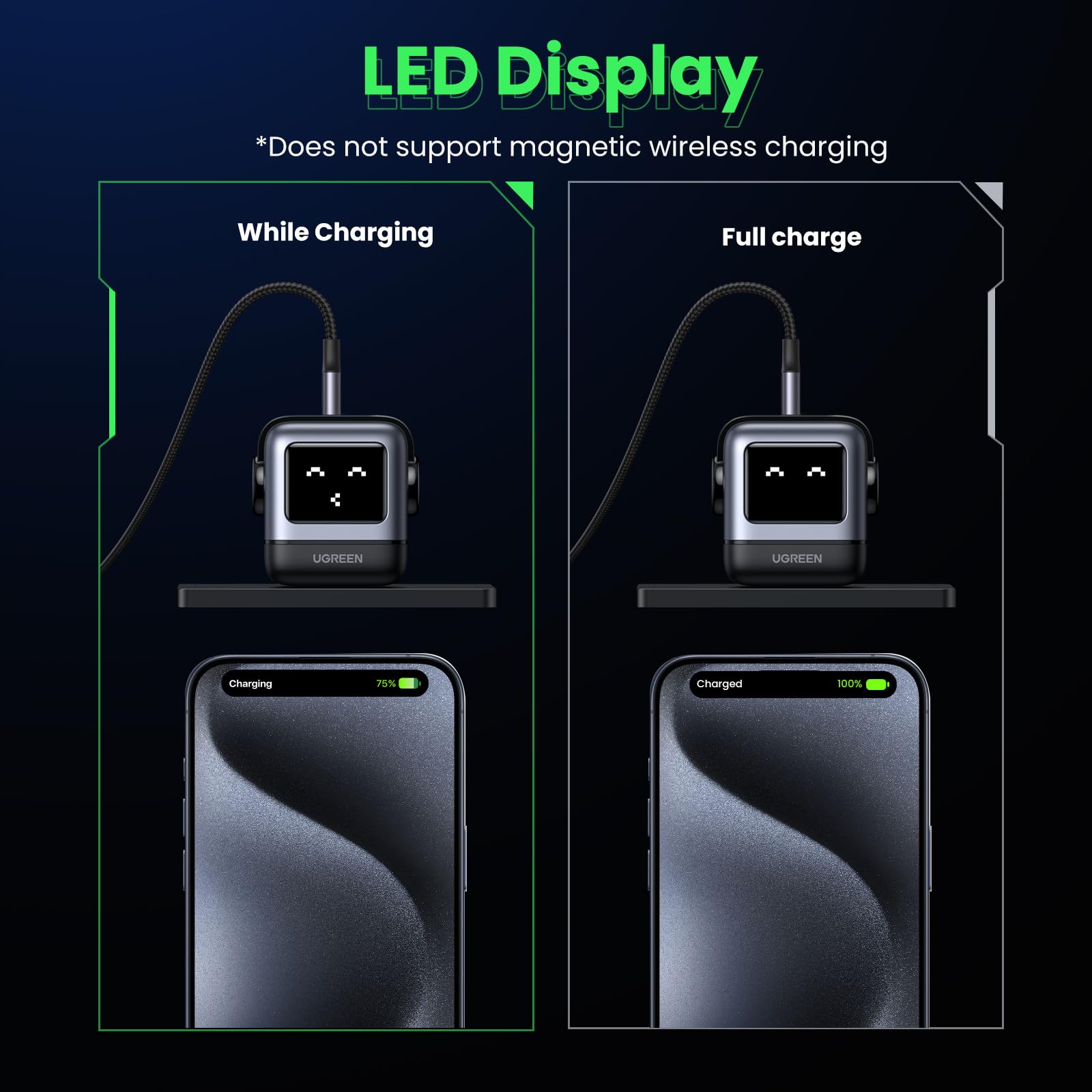 UGREEN RG 30W USB C Charger, Nexode Robot GaN Fast Charger Block, Compact Wall Charger Power Adapter for iPhone 15 Pro Max/14/13, Galaxy S24 Ultra, Pixel 7 Pro, MacBook Air, iPad Pro (Black)