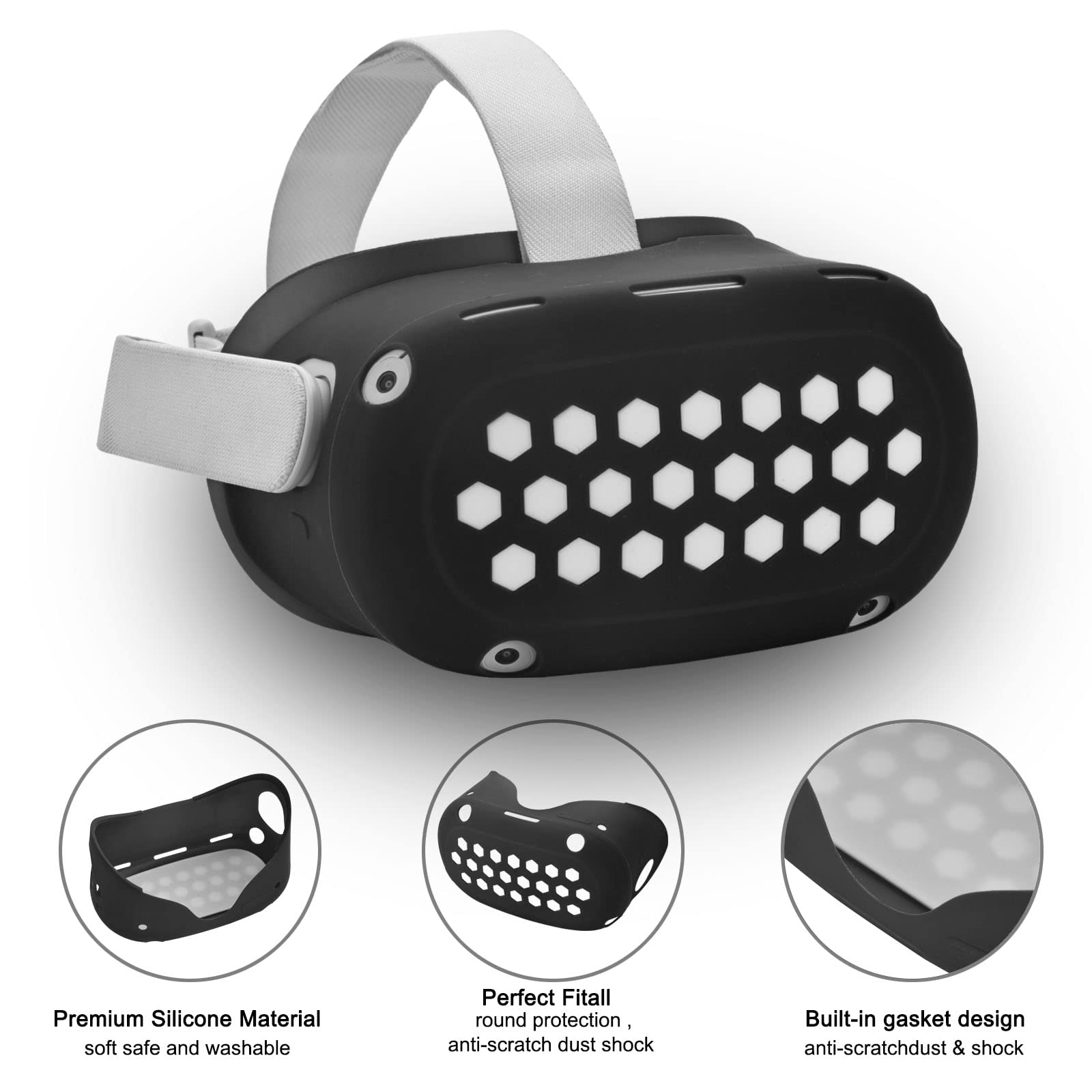 VR Accessories,Silicone face Cover,Shell Cover,Touch Controller Grip Cover,Silicone Handle Strap Combo,Protective Lens Cover Compatible with Oculus Quest 2