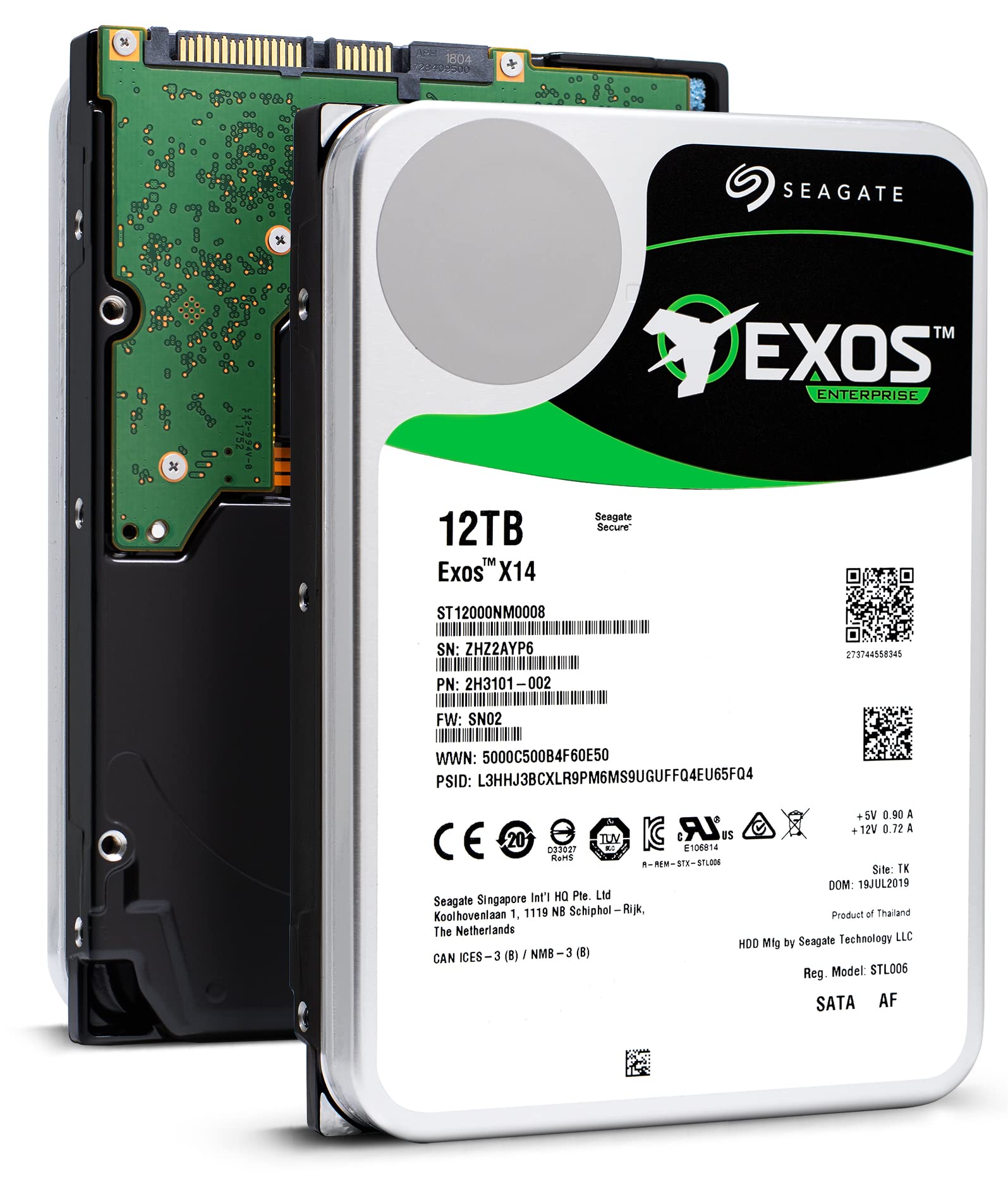 Seagate Exos X14 ST12000NM0008 12 TB Hard Drive - 3.5" Internal - SATA (SATA/600)