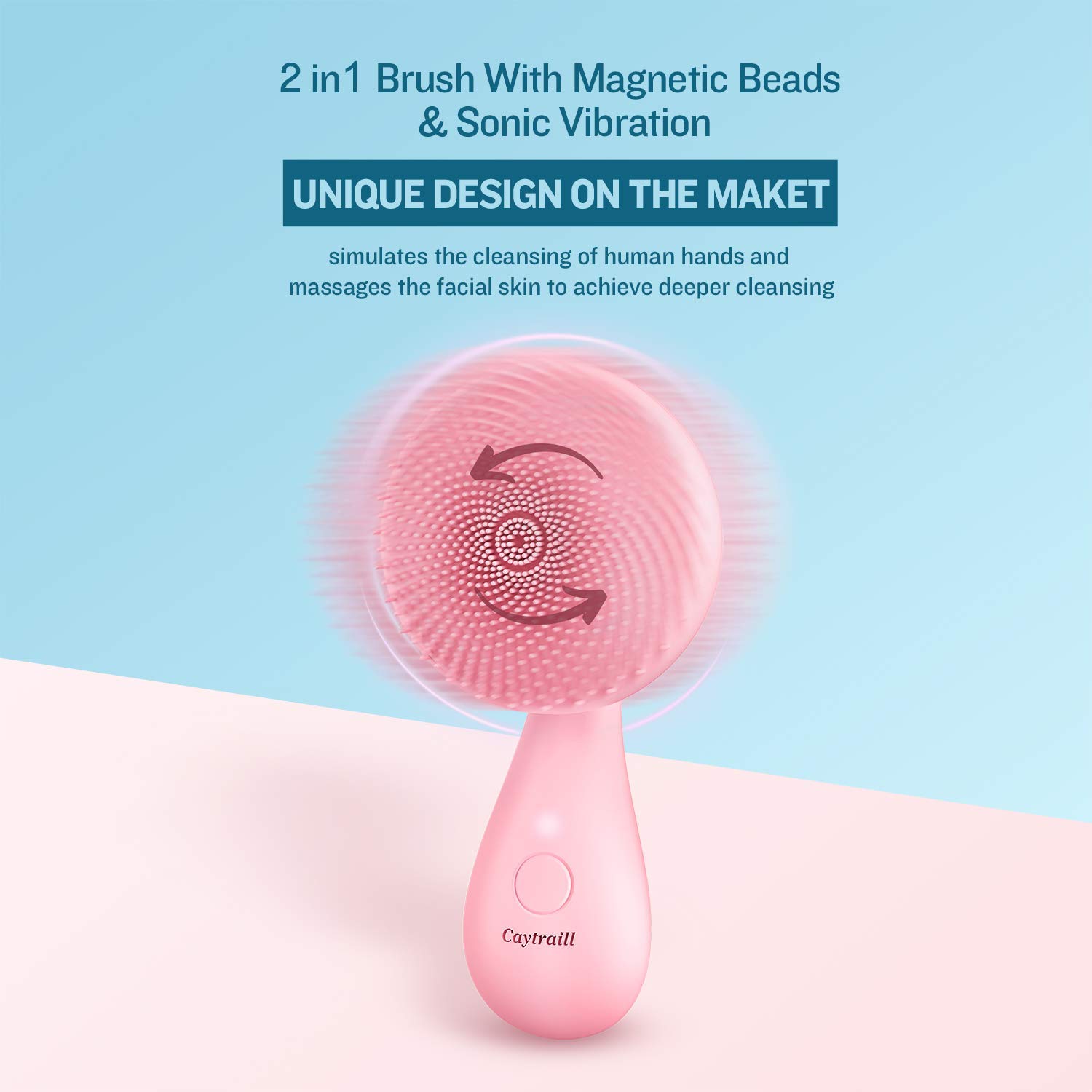 Silicone Facial Cleansing Brush,Ultrasonic Face / Body Cleanser, 4 Function Modes,Rotating Magnetic Beads,Waterproof /Rechargeable-Portable /Ergonomic Handle-Skin Rejuvenation /Cleansing