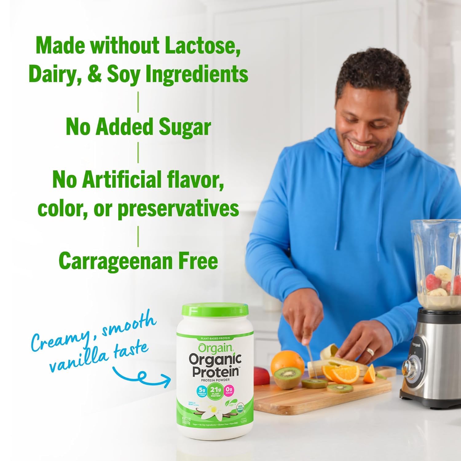 Orgain Organic Vegan & Organic Protein + Superfoods Powders, Vanilla Bean Flavors - Plant Based Protein, Gluten Free