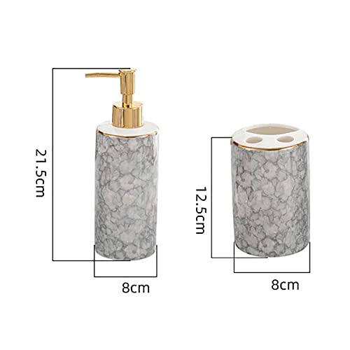 Soap Dispenser for Bathroom 6-Piece Set Ceramic Kitchen Soap Dispenser with Tray, for Home Hotel Bathroom, Kitchen Hotel Bathroom Accessories Bottles Dispenser
