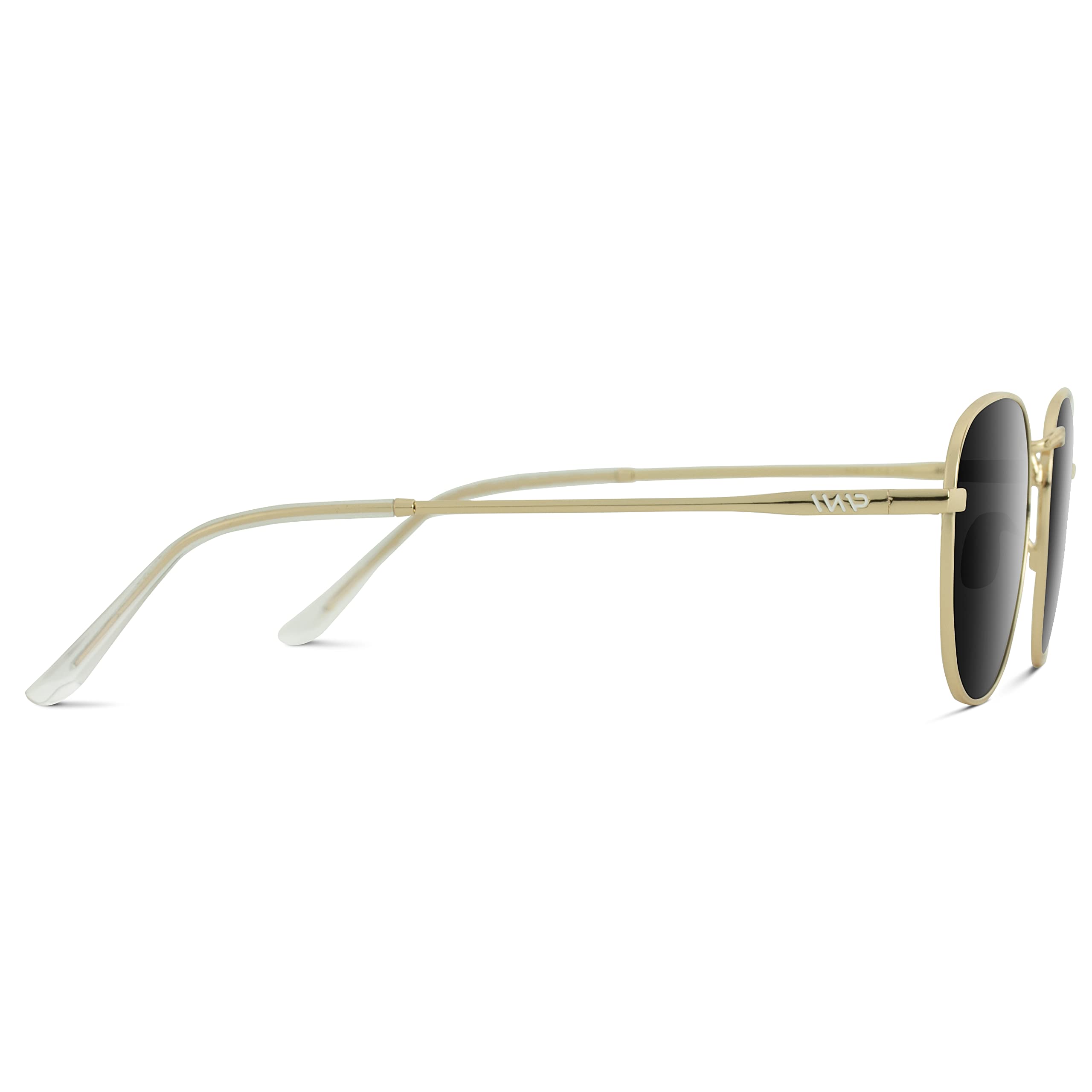 WearMe Pro WMP Eyewear - Round Metal Frame Retro Oval Shape Sunglasses For Women Polarized Lens (Gold/Black Lens)