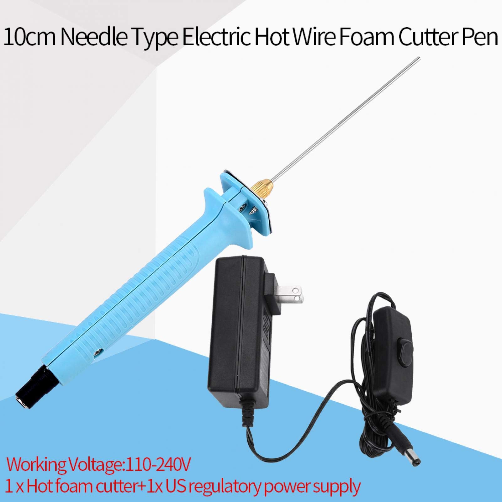Thincol Foam Cutter Pen,10cm Hot Wire Styrofoam Cutter,15W Bendable Needle Electric Foam Carving Knife for Craft Doll Model DIY,with 110cm Cable (UK Plug)