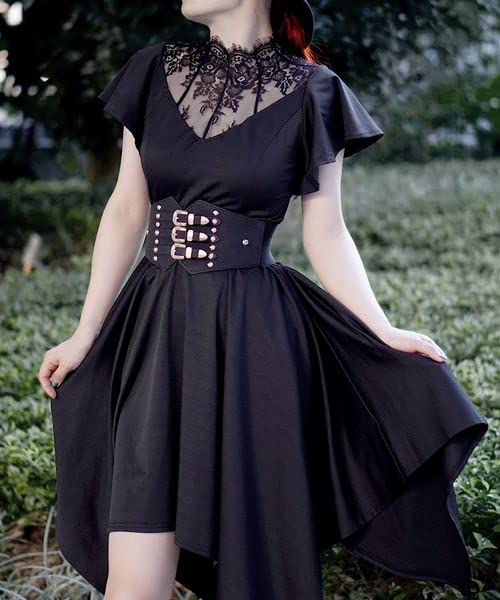 Scarlet Darkness Women Gothic Cincher Belt Corset Steampunk Elastic Wide Waist Belt Black L