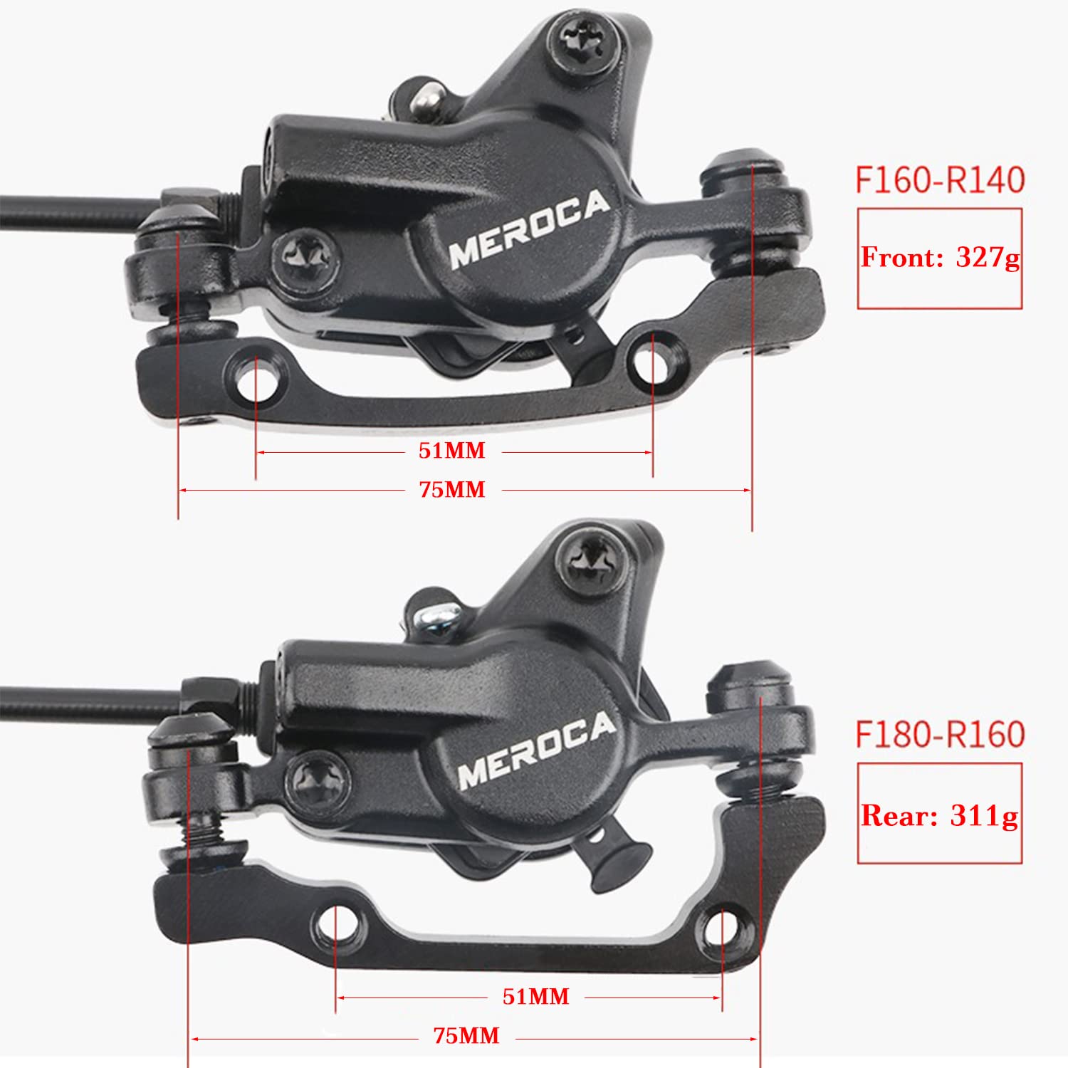 TPard MTB Hydraulic Brake Set Bicycle Disc Brakes Kit, Left Front 800mm Aluminum Alloy Hydraulic Brake Fit for Mountain Bike, MTB (Left Front 800mm only)
