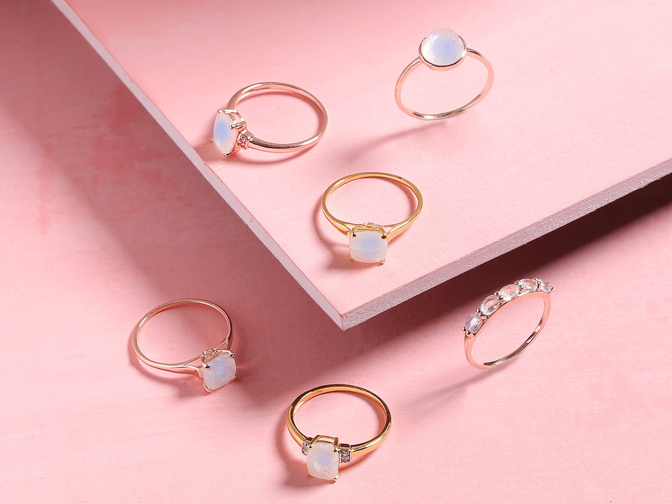 YoTreasure 1.88 Cts Rainbow Moonstone Solid 10k Rose Gold Ring Jewelry