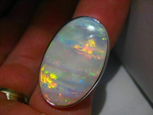 ROSE JEWELRY 925 Silver Ring Woman Man White Fire Opal Moon Stone Wedding Engagement Size6-10 (6)