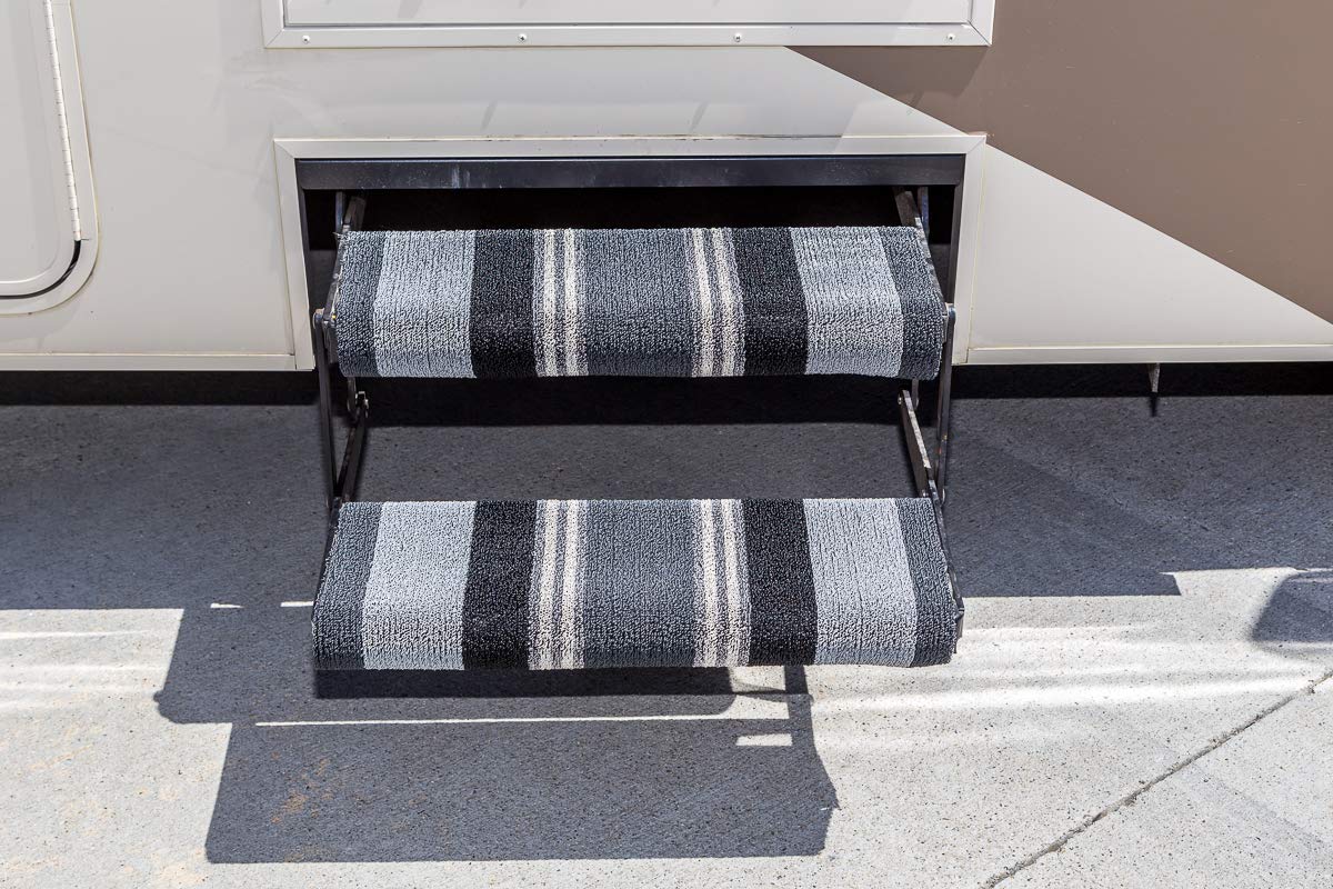 ShadePro RV Step Cover - Single (Black) - Adjustable Wrap Around Stair Rug Covers for RVs, Campers, and Trailers - 24 Inches - Trim to The Perfect Size - Fits Straight or Curved RV Steps