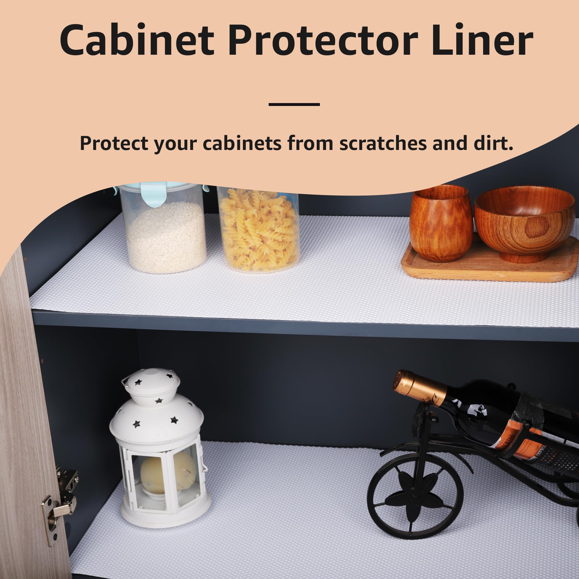 Shelf Liner Drawer Liner White, Waterproof Kitchen Cabinet Liner, 12 x 338 Inch Roll, Non-Slip, Easy to Cut, Washable Pantry Shelves Liners