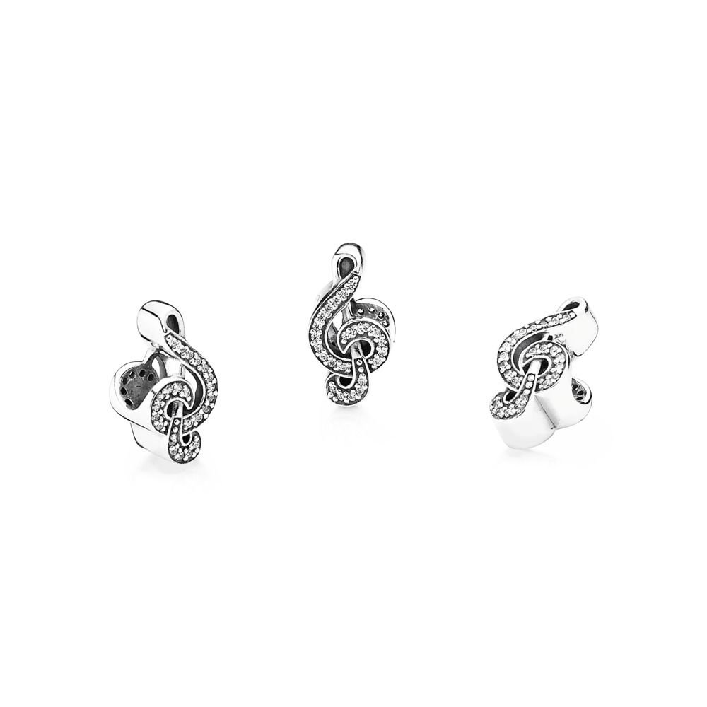 Pandora Jewelry Treble Clef Music Cubic Zirconia Charm in Sterling Silver